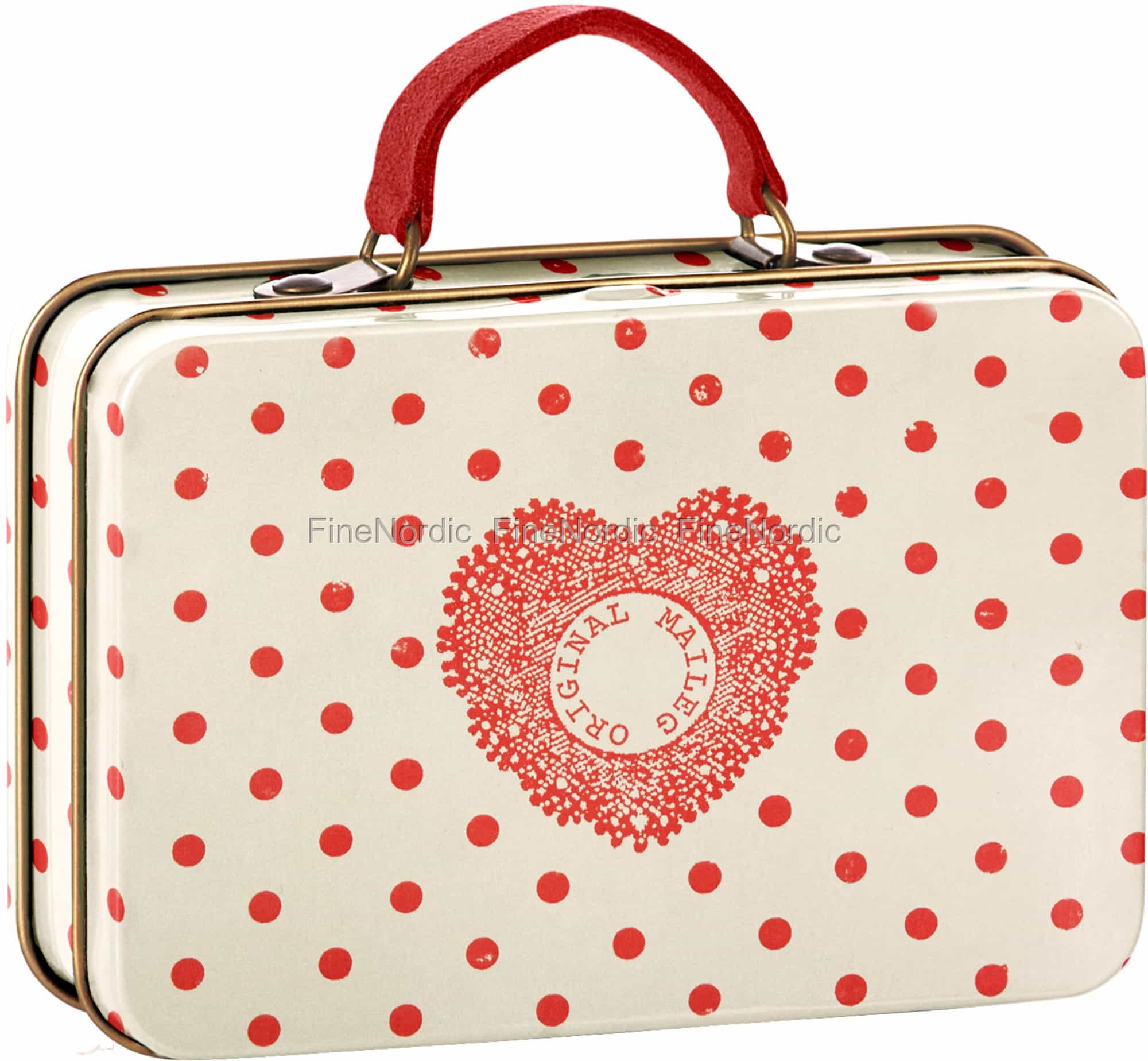 Maileg Metal Kuffert Cream Coral Dots