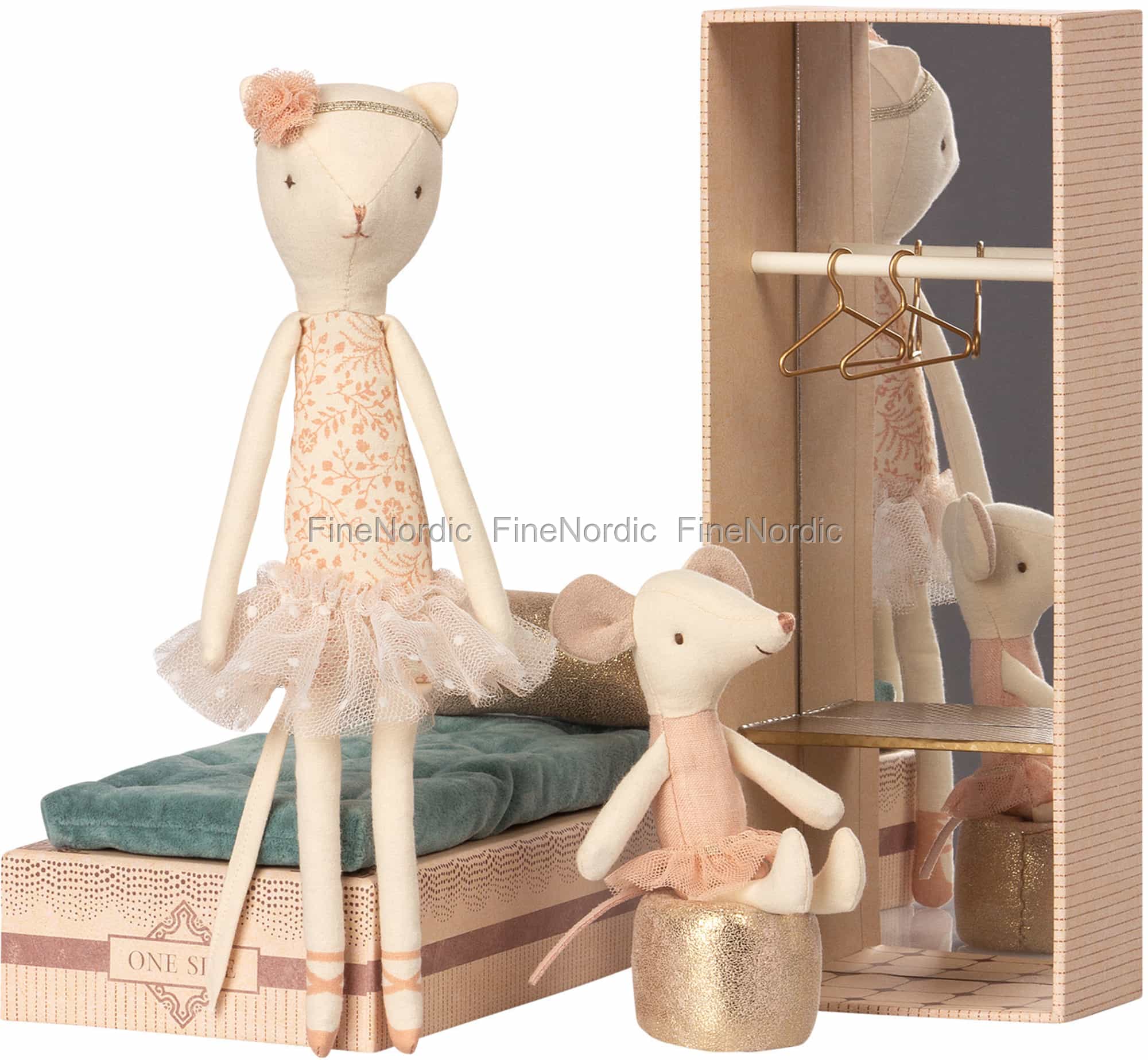 Maileg Dancing Cat & Mus i Shoebox