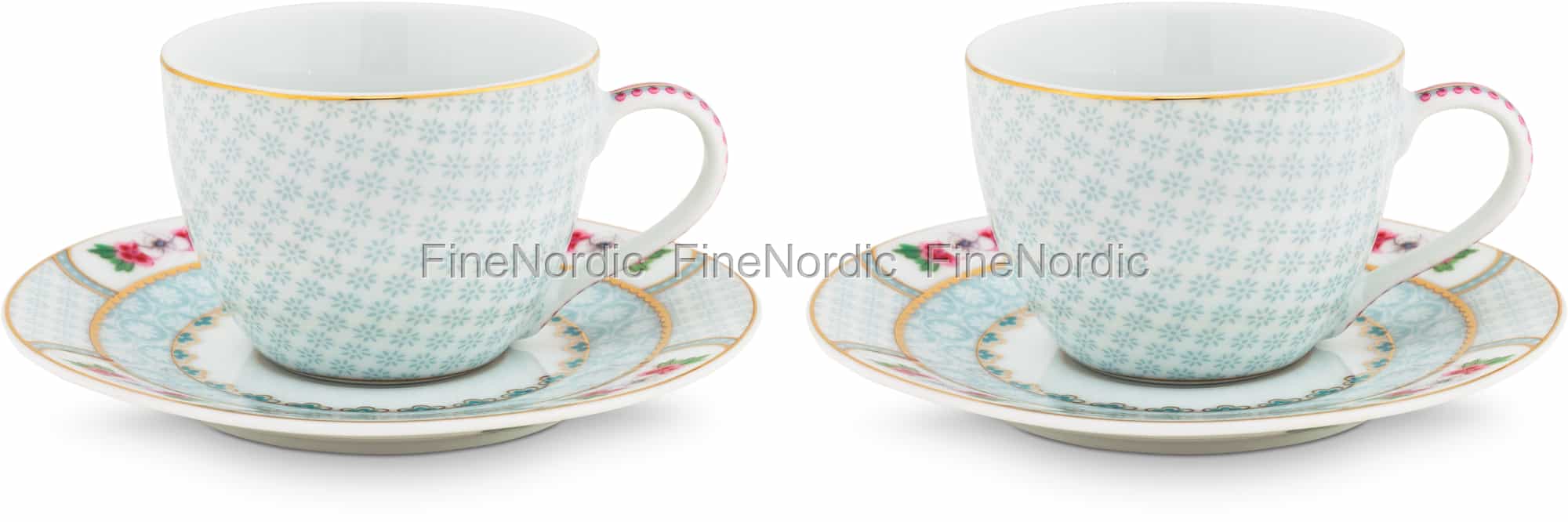 Pip Studio Espresso-kopper & Underkopper Blushing Birds White Sæt med 2