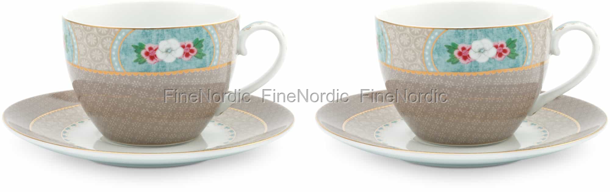 Pip Studio Kopper & Underkopper Blushing Birds Khaki Sæt med 2