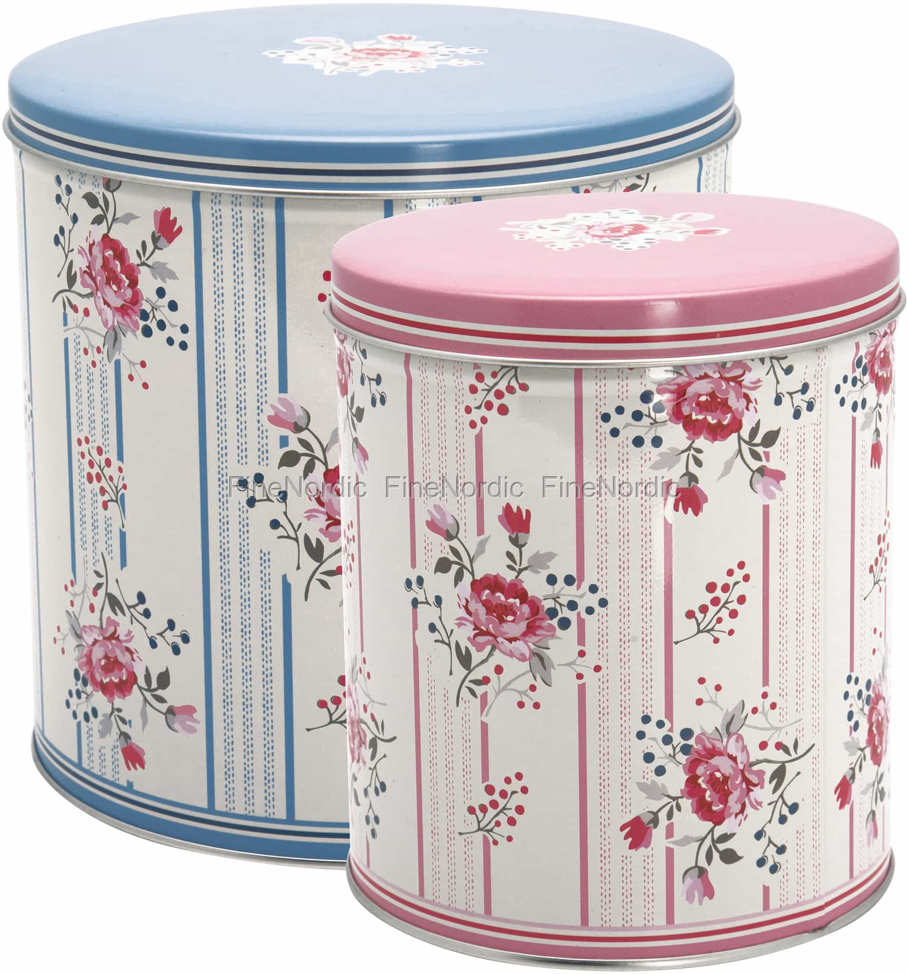 GreenGate Rund Boks Fiona Pale Blue Sæt med 2