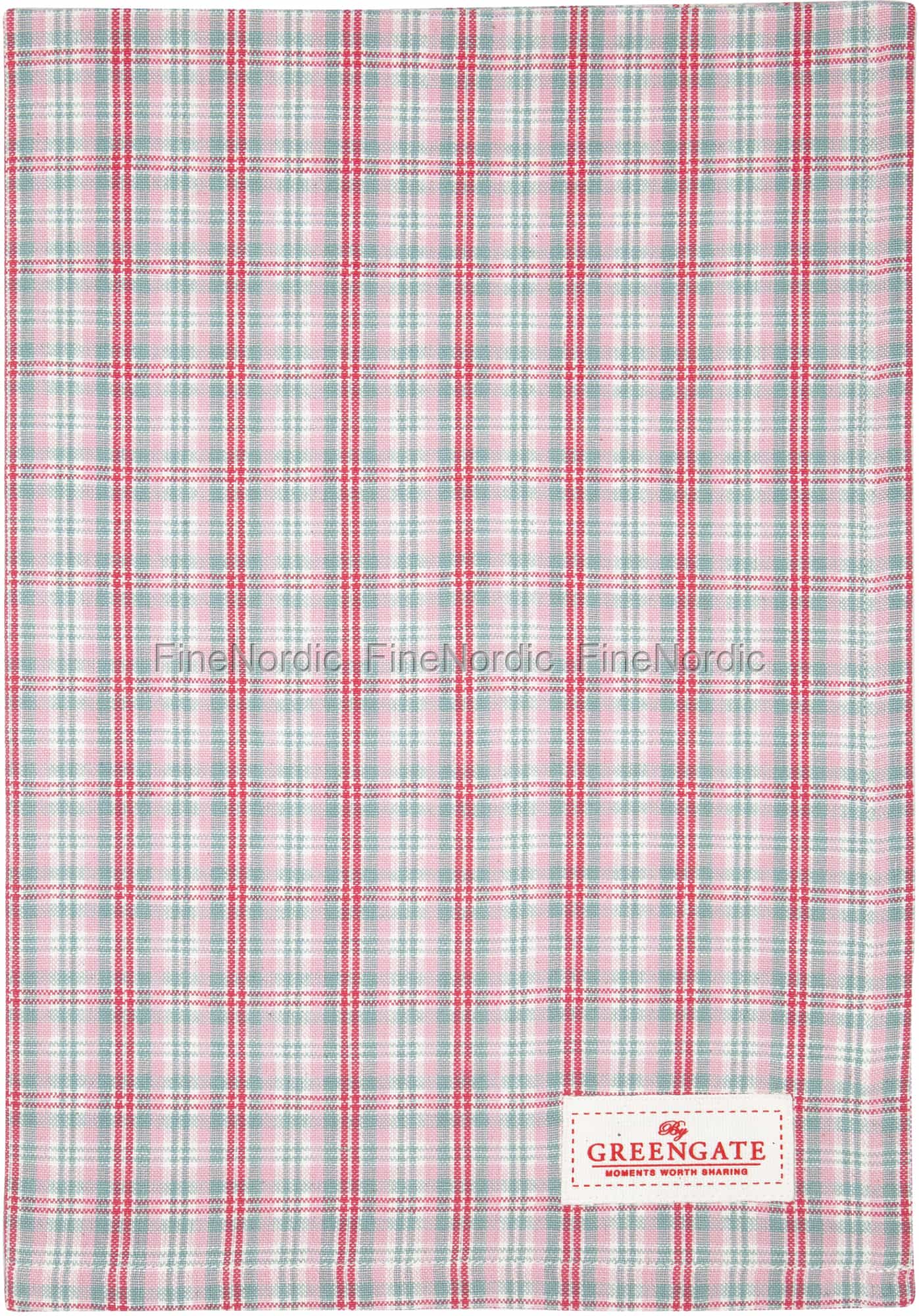GreenGate Viskestykke Beth Check Raspberry