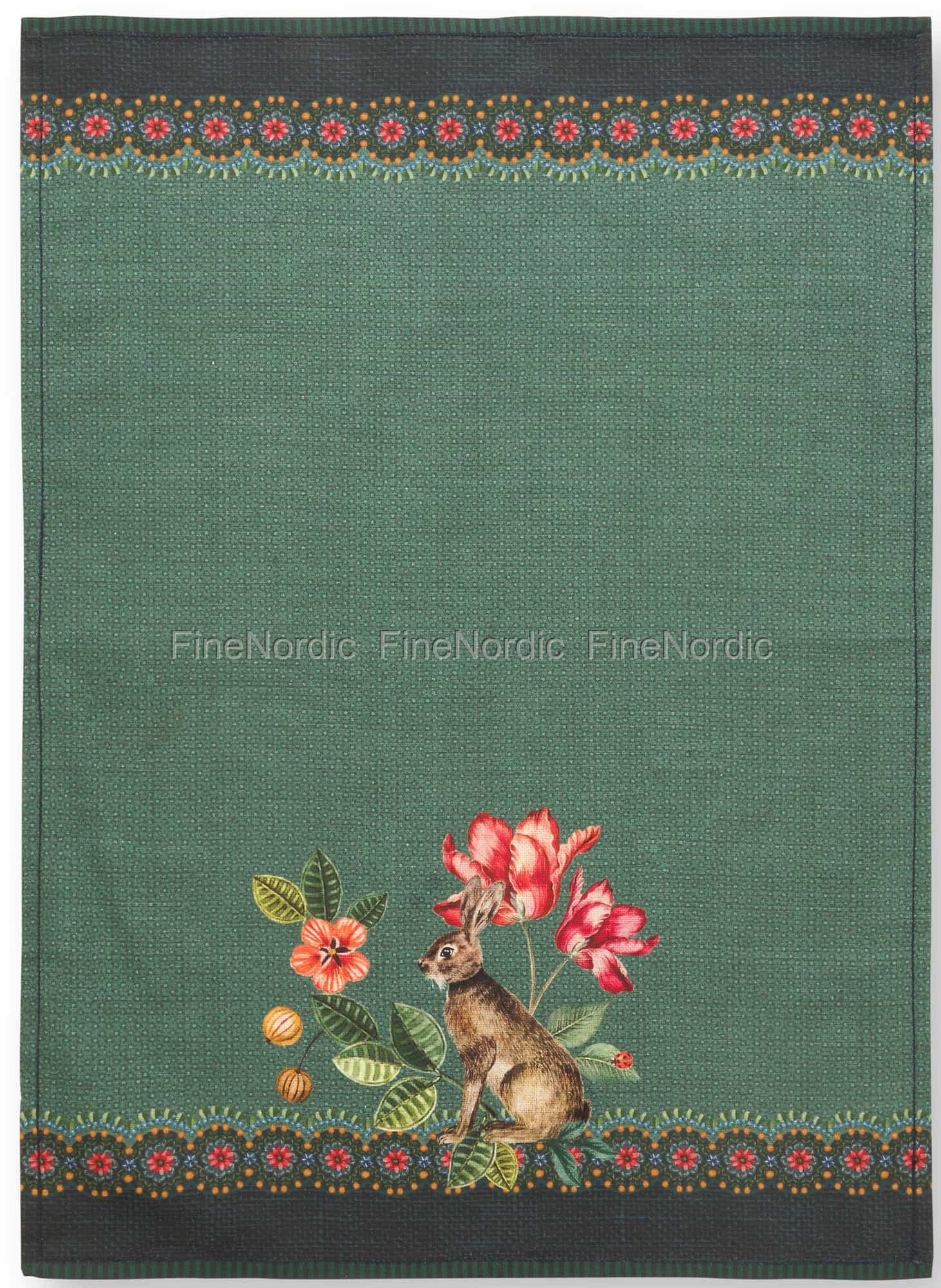 Pip Studio Viskestykke Winter Wonderland Rabbit Green