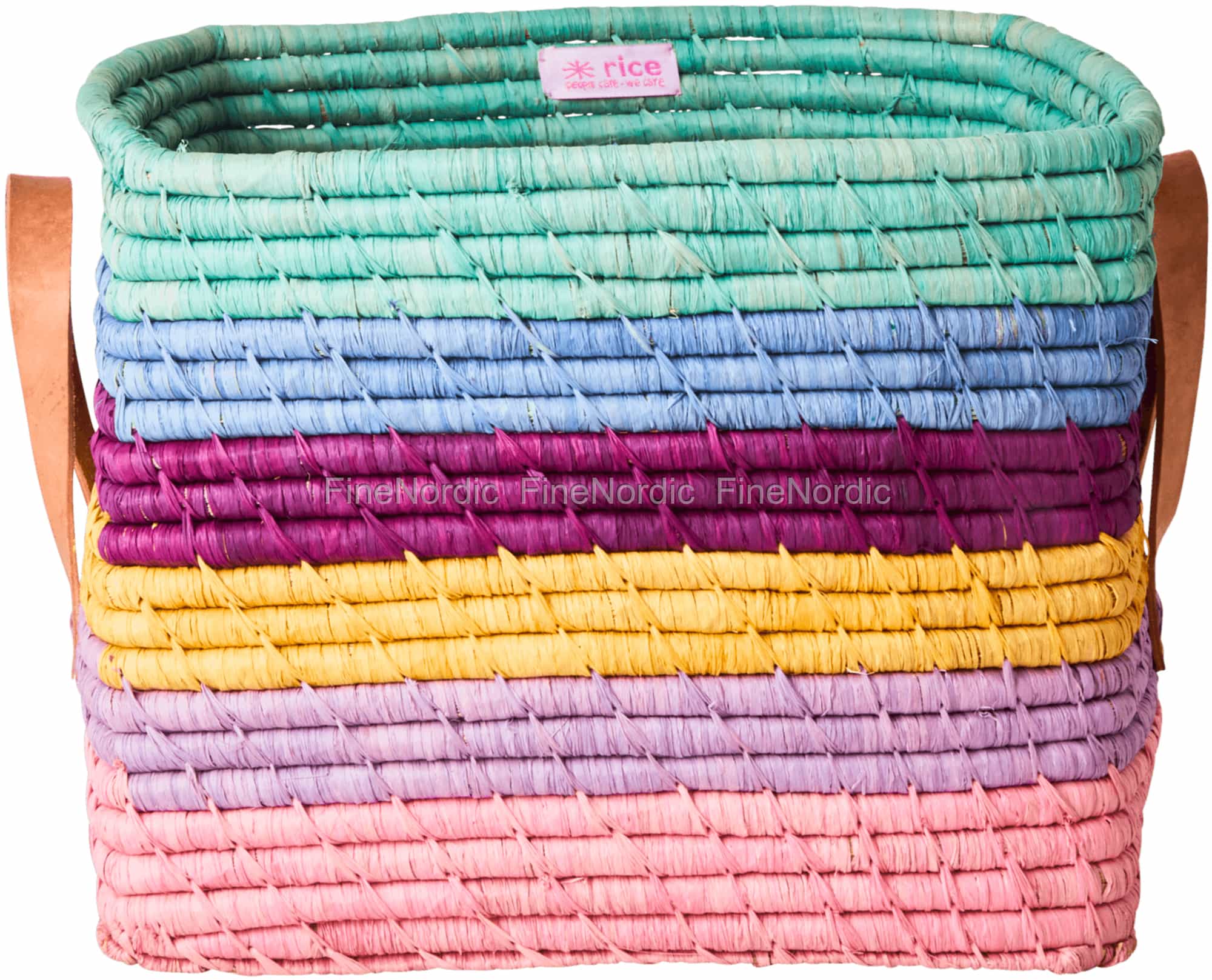Rice Raffia Kurv - Kvadratisk - Striber - Dance Out Farver
