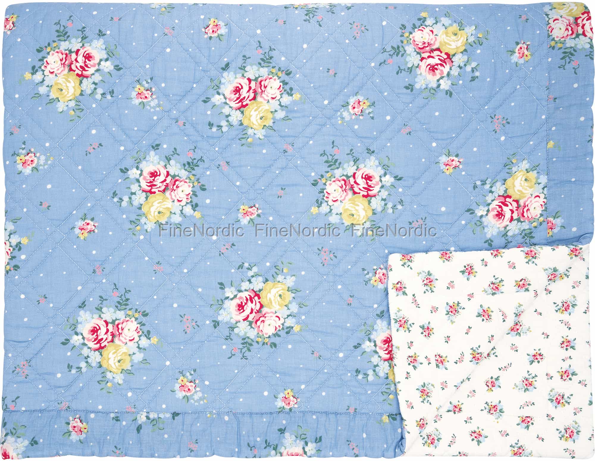 GreenGate Sengetæppe Laura Dusty Blue 250 x 260 cm