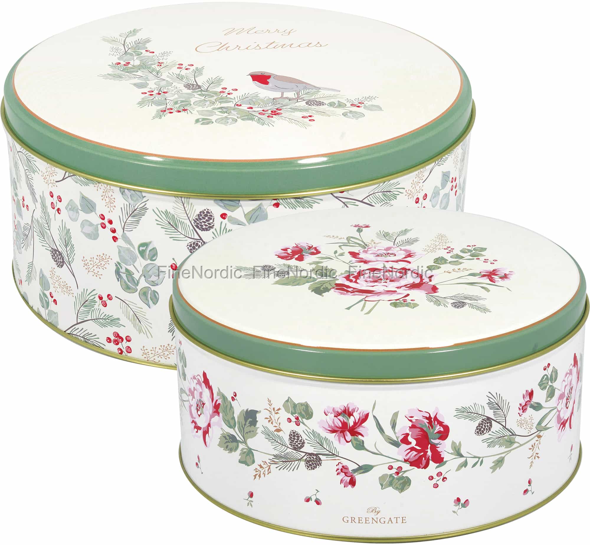 GreenGate Rund Boks Merle White Sæt med 2