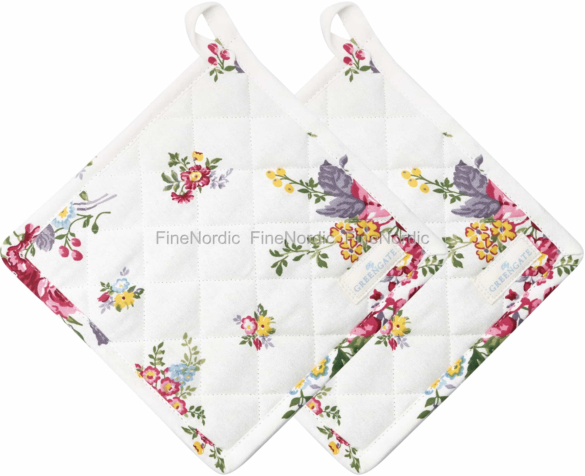 GreenGate Grydelap Elina White Sæt med 2