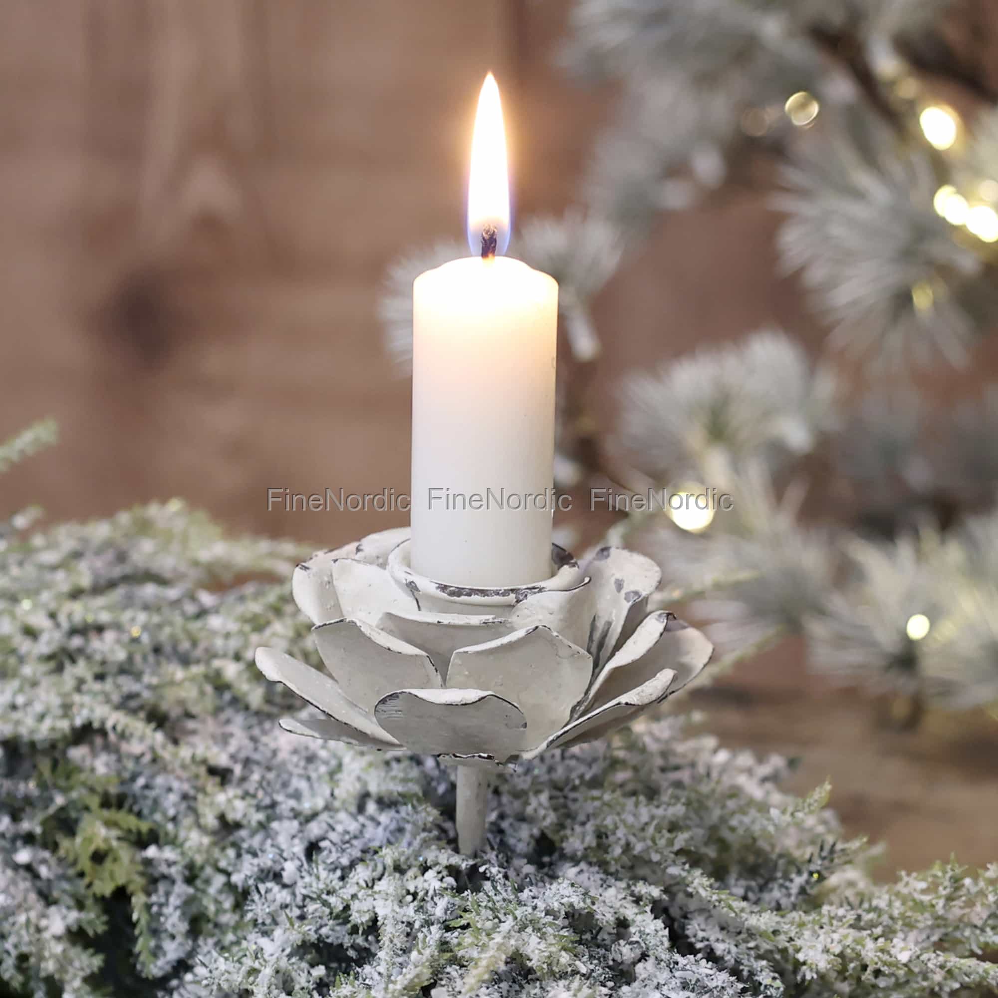 Chic Antique Lysholder med Spyd (Ø ca. 2 cm) Antik-Creme