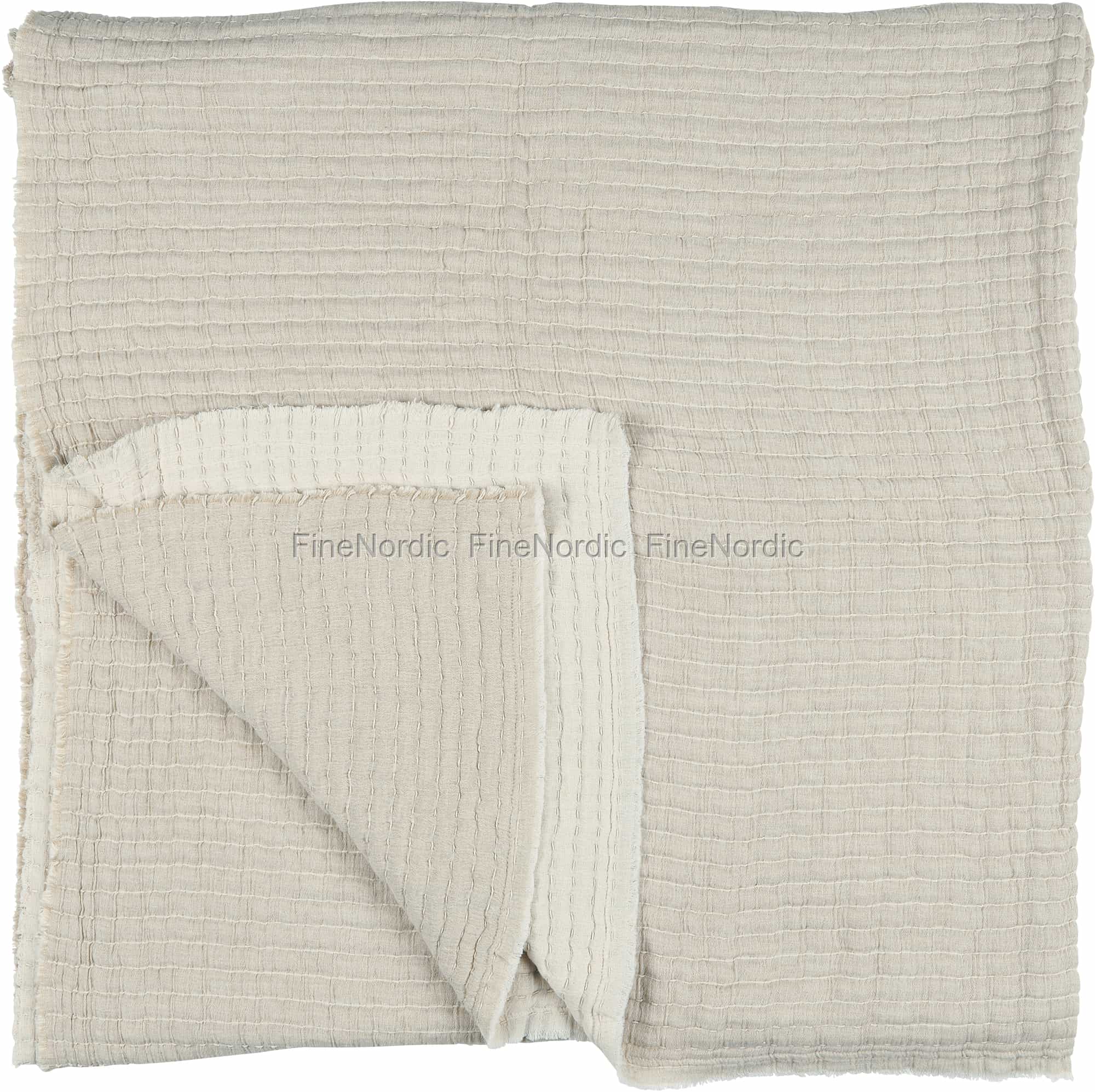 Ib Laursen Sengetæppe Enkelt Ribbet Natur Forside/Off White Bagside med ...