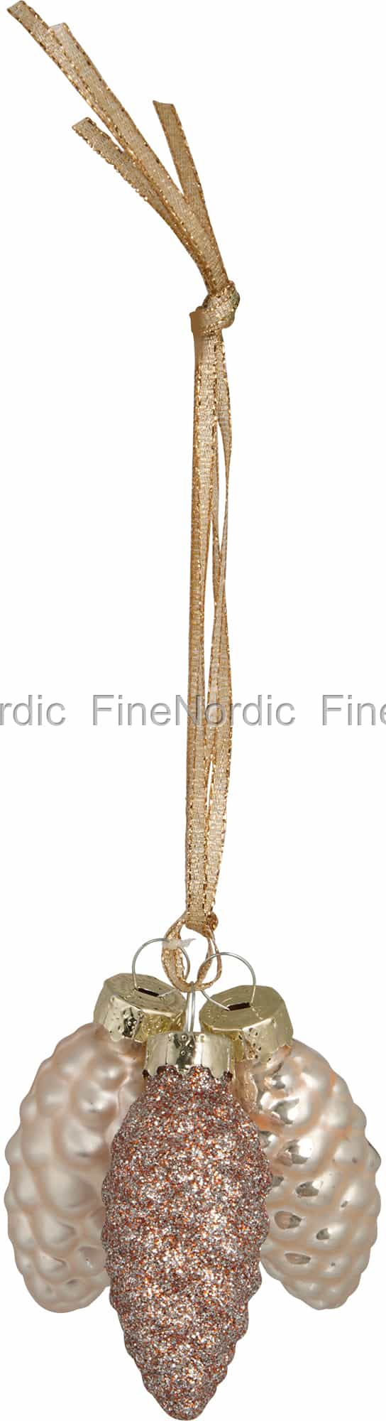 GreenGate Julepynt Grankogle Glas Gold Glitter Lille Sæt med 3