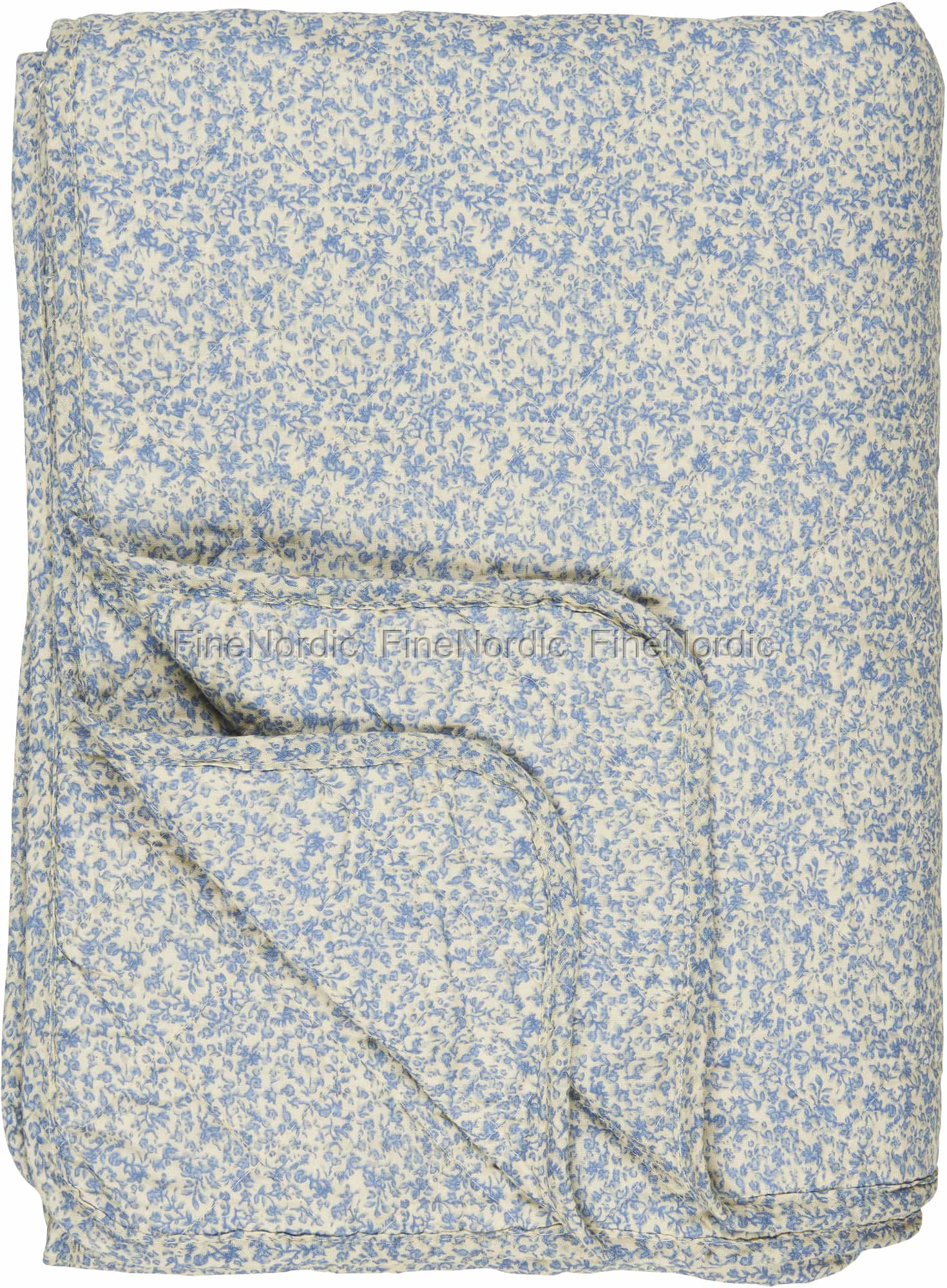 Ib Laursen Quilt Blå med Blomsterranker 130 x 180 cm
