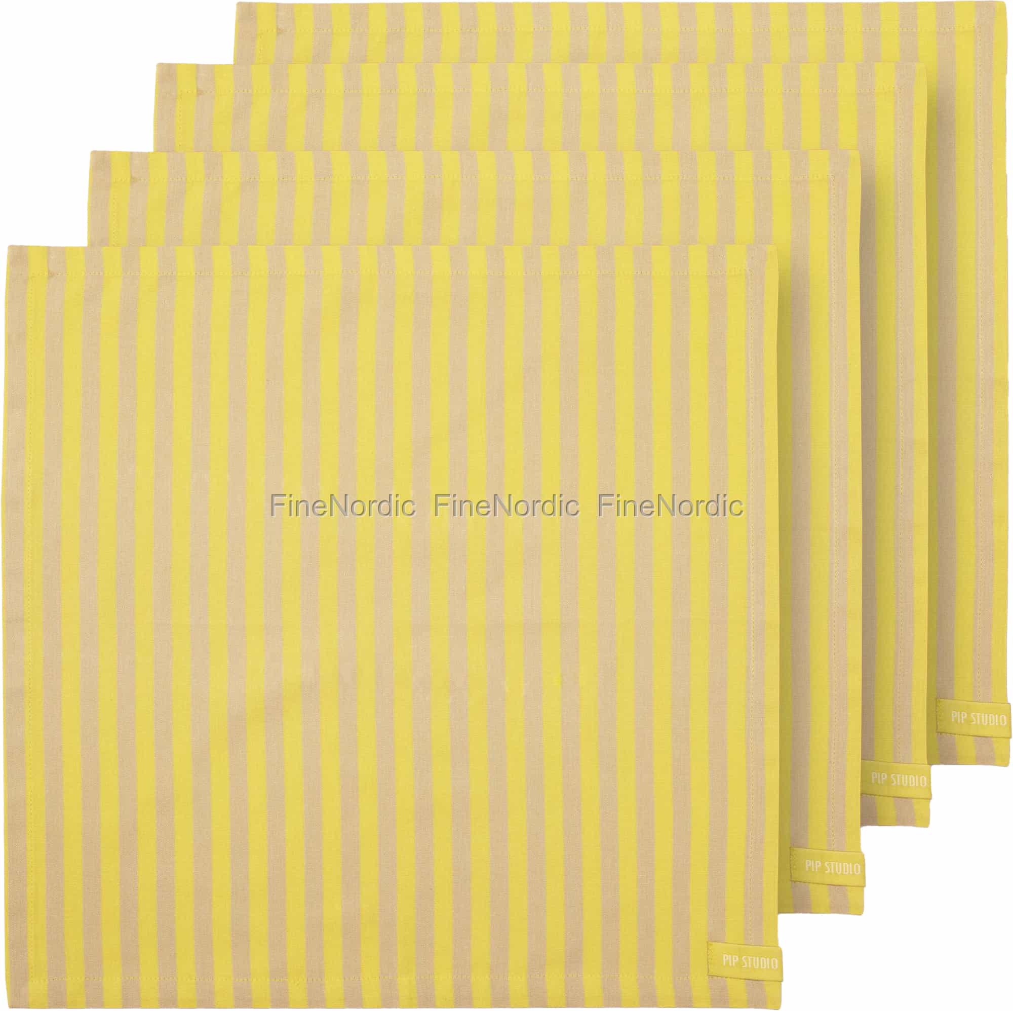 Pip Studio stofservietter Striber Gul Sæt med 4