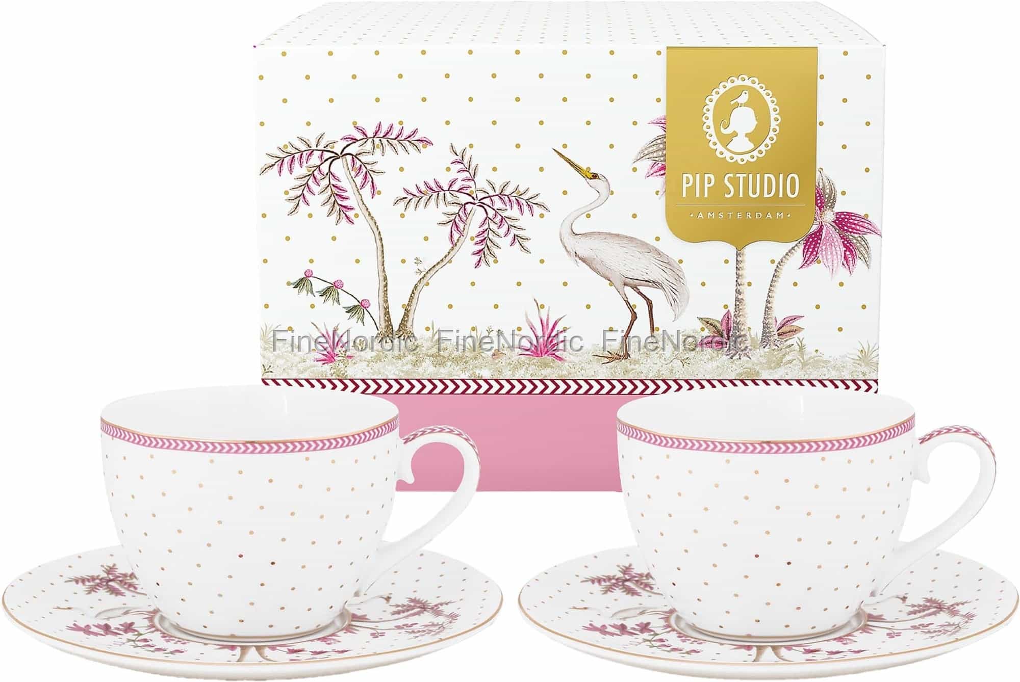 Pip Studio Kopper & Underkopper Jolie Prikker Guld Lyserød Sæt med 2 i ...