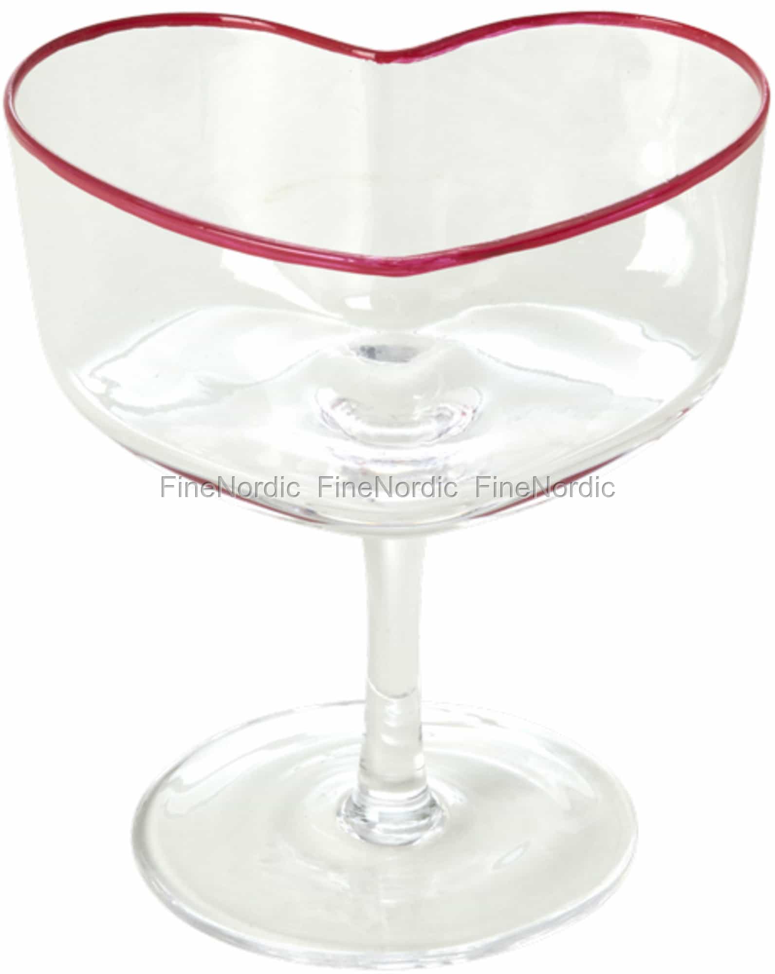 Rice Champagne Coupeglas - Hjerteform - Rød Kant