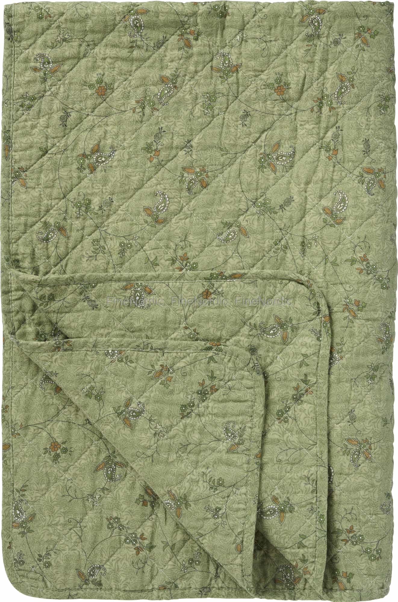 Quilt - Grøn med blomsterranker 130 x 180 cm | Ib Laursen